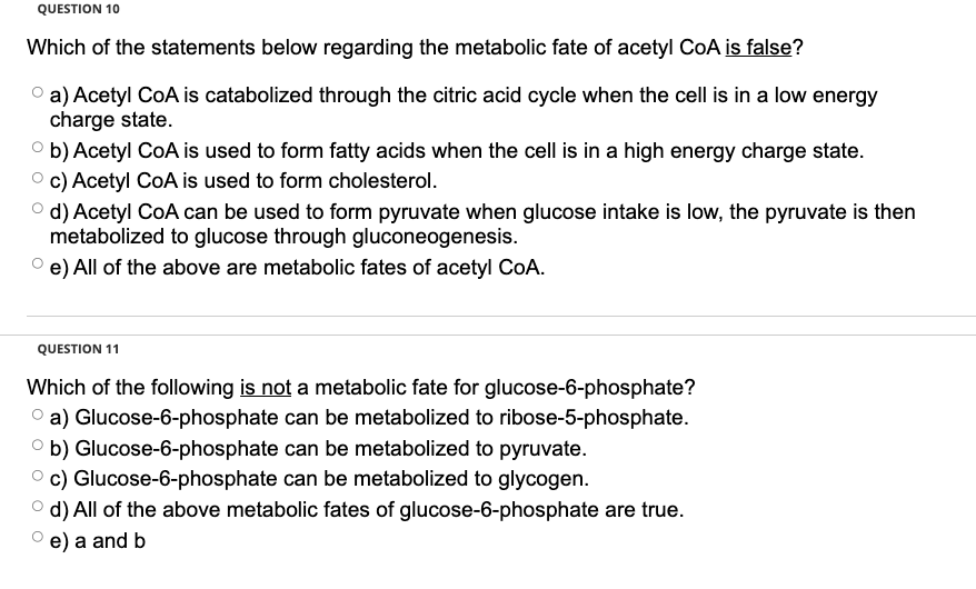 Solved Which of the statements below regarding the metabolic | Chegg.com