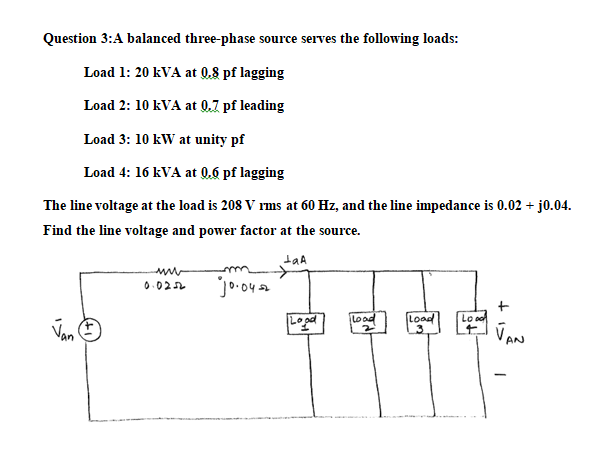 Solved Question 3:A balanced three-phase source serves the | Chegg.com