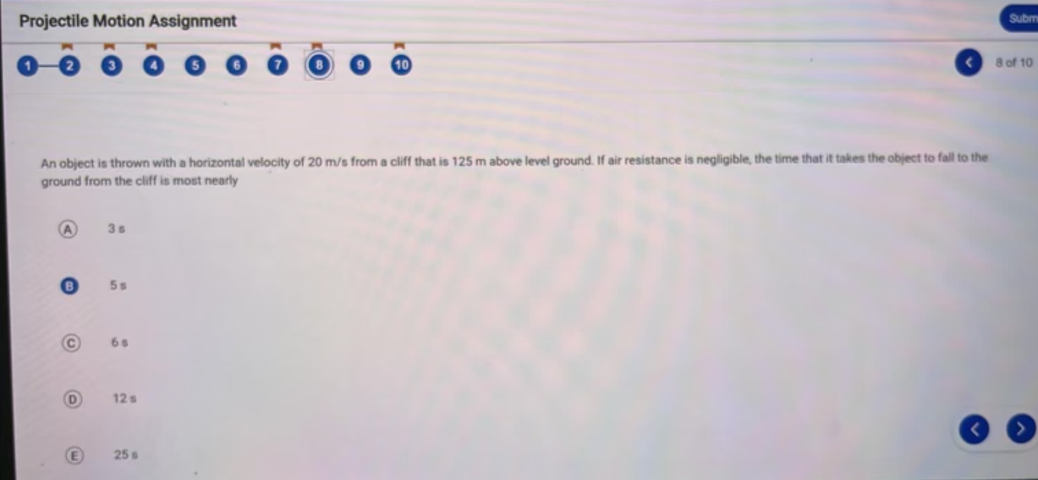 Solved An object is thrown with a horizontal velocity of 20 | Chegg.com