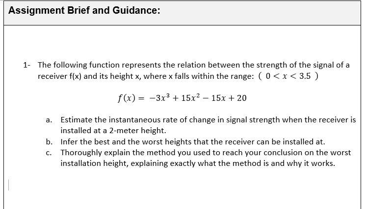 Solved Assignment Brief and Guidance: 1- The following | Chegg.com