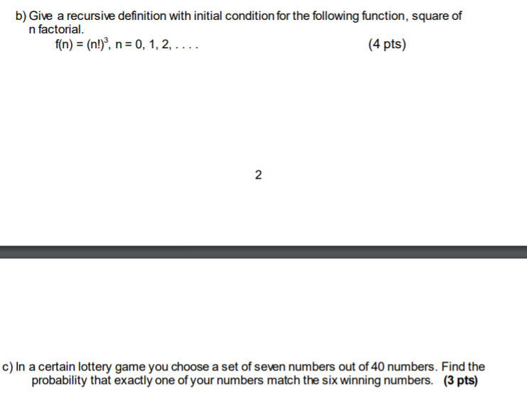 Solved b) Give a recursive definition with initial condition | Chegg.com