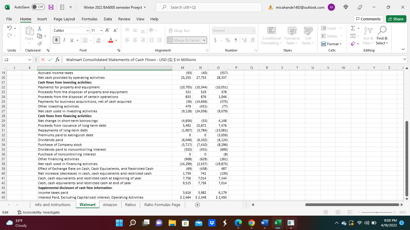 Use the following 10-k forms for Walmart and Amazon | Chegg.com