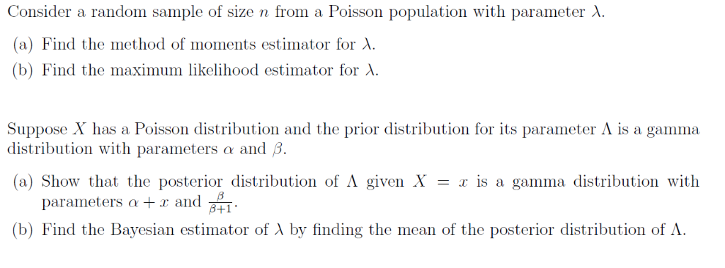 Solved Consider a random sample of size n from a Poisson | Chegg.com
