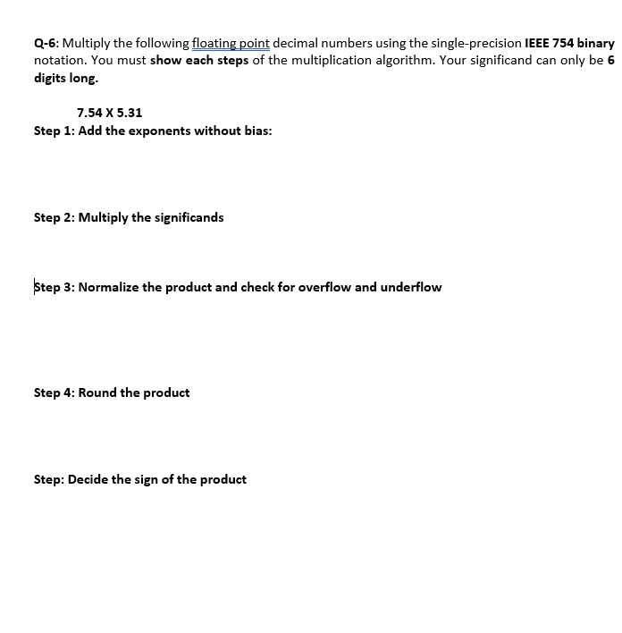 Start Q-1: Trace the following integer division | Chegg.com