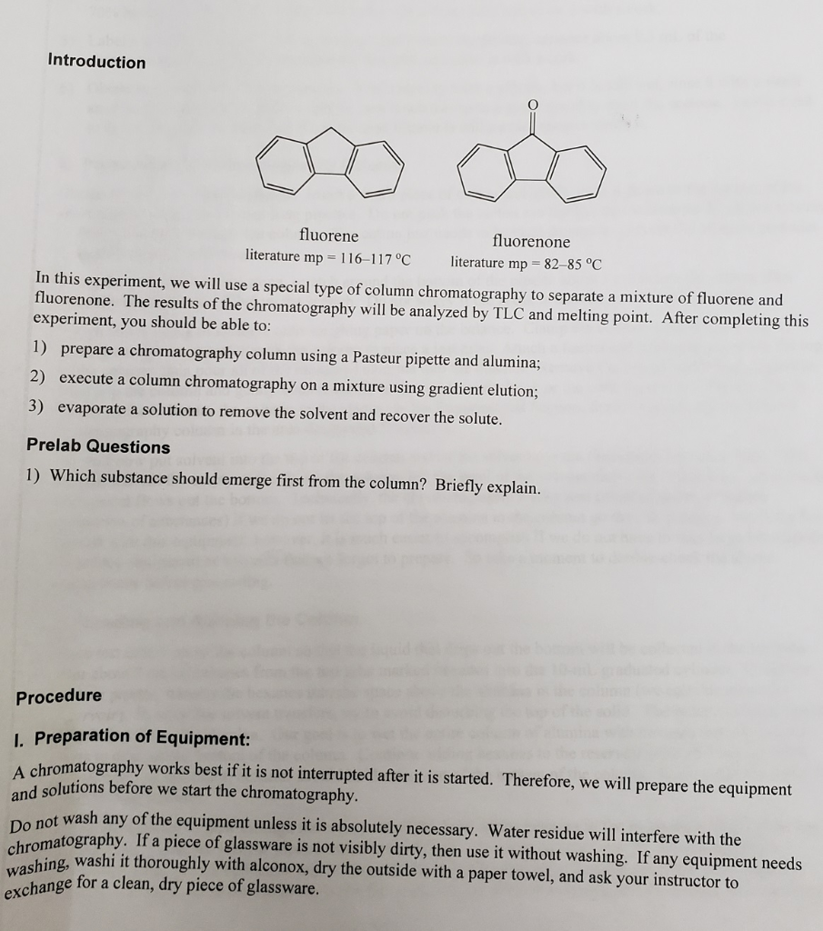 Solved Introduction fluorene fluorenone literature mp = | Chegg.com
