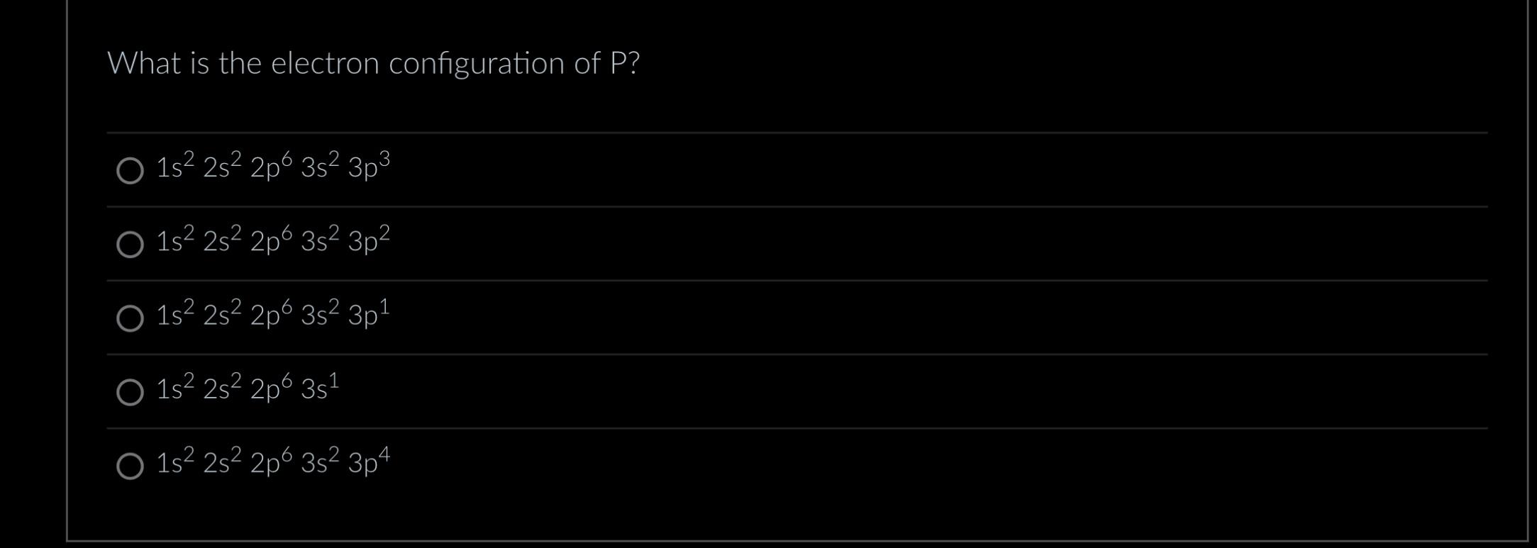 Solved What is the electron configuration of P ? | Chegg.com