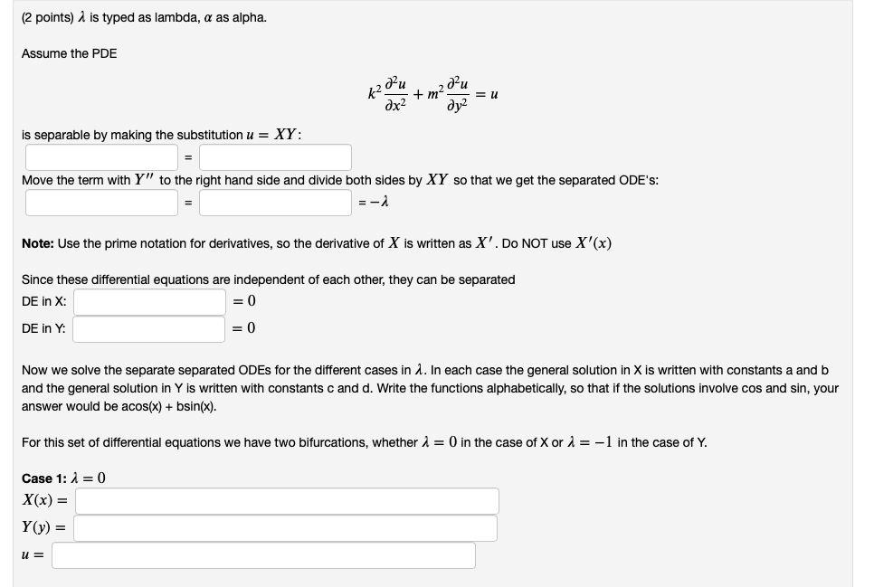 Solved (2 points) 2 is typed as lambda, a as alpha. Assume | Chegg.com