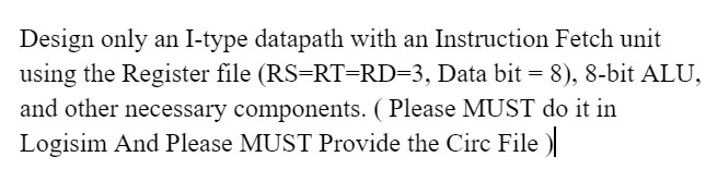 Solved Design only an I-type datapath with an Instruction | Chegg.com