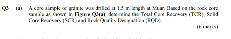 Solved Q3 (a) A core sample of granite was drilled at 1.5 m | Chegg.com
