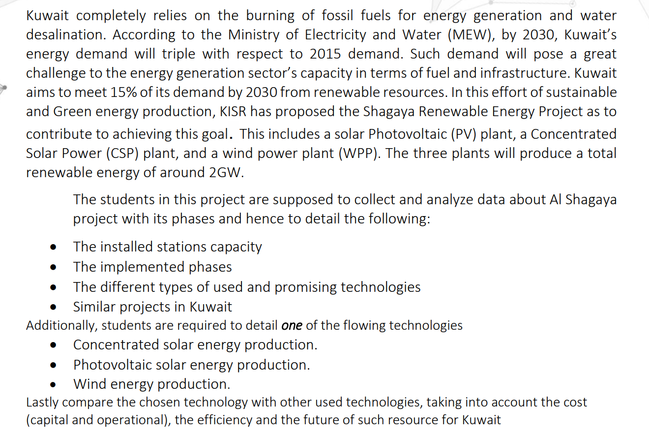 Solved Kuwait completely relies on the burning of fossil | Chegg.com