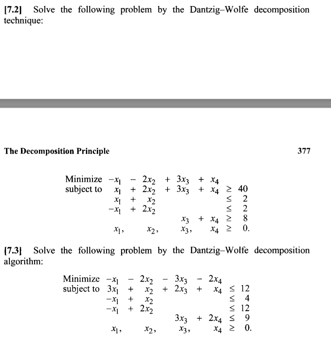 Solved 71 Use The Dantzig Wolfe Decomposition Principle 