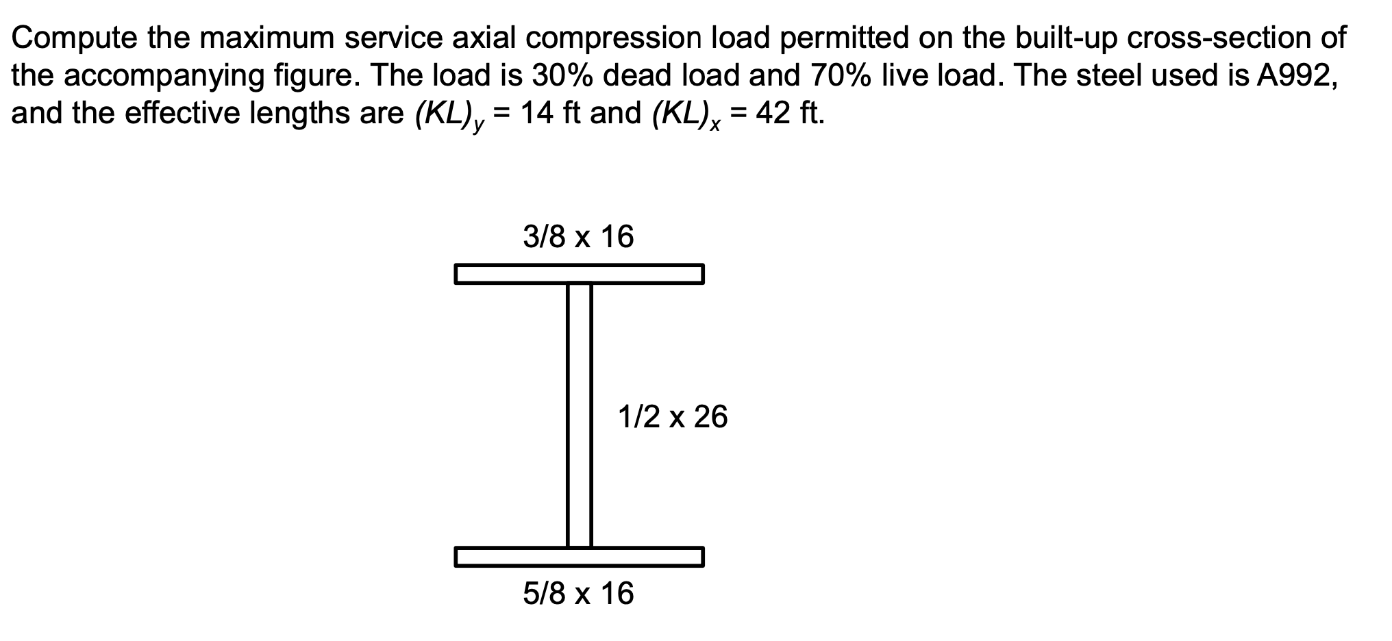 Solved Compute the maximum service axial compression load | Chegg.com