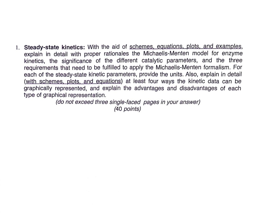 Solved 1. Steady-state kinetics: With the aid of schemes, | Chegg.com