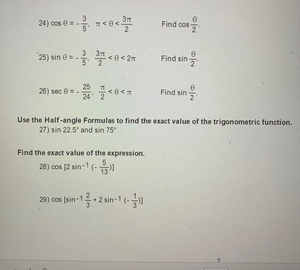 Solved 24) cos 0 = - n | Chegg.com