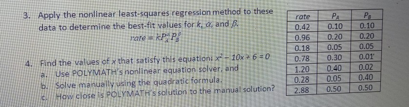 Solved Apply the nonlinear least-squares regression method | Chegg.com