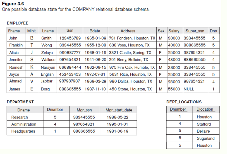 Solved Figure 3.6 One possible database state for the | Chegg.com