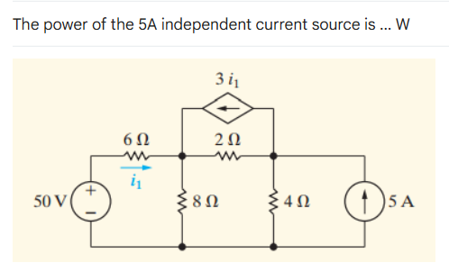 Solved The power of ﻿the 5A independent current source | Chegg.com