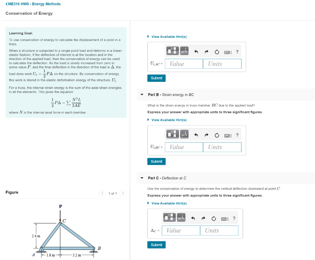 Solved Consider the truss subjected to a single point load P | Chegg.com