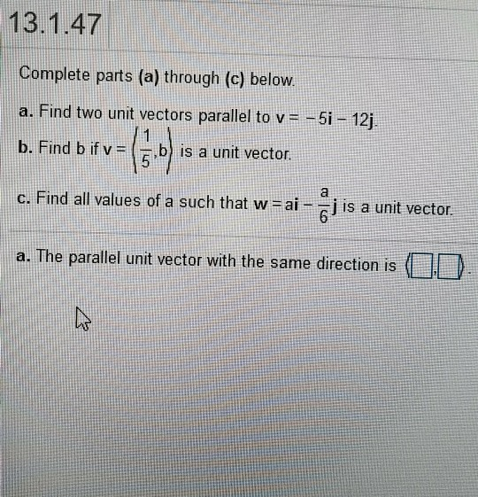 Solved 13.1.47 Complete parts (a) through c) below. a. Find | Chegg.com