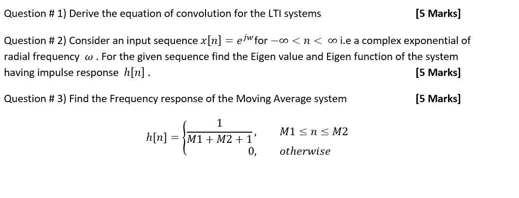 Solved Question # 1) Derive the equation of convolution for | Chegg.com