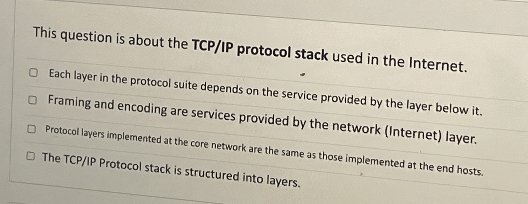 Solved This question is about the TCP/IP protocol stack used | Chegg.com