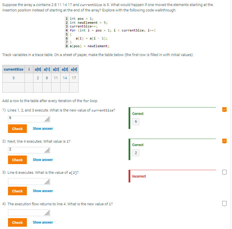 Solved Suppose the array a contains 28111417 and currentSize | Chegg.com