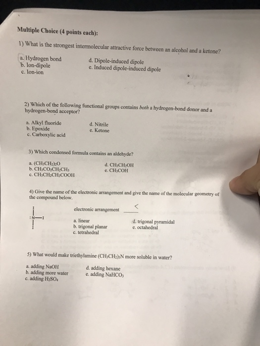 Solved Multiple Choice (4 points each): 1) What is the | Chegg.com