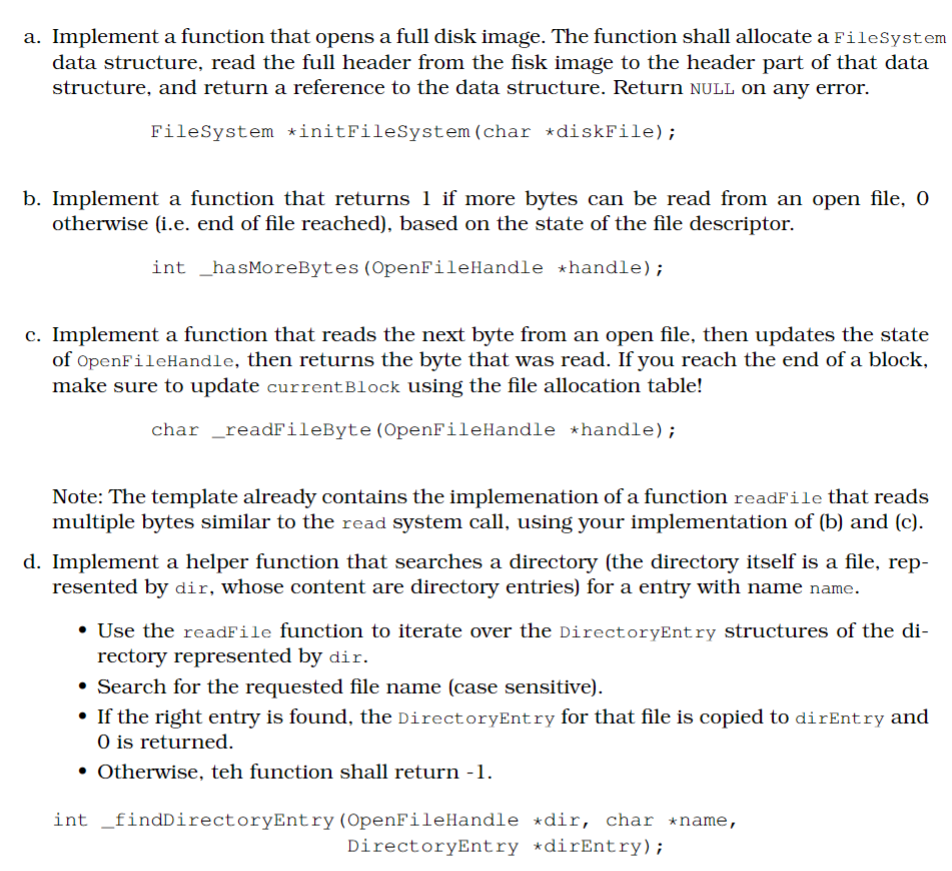 Solved Code in C and only modify the file filesystem.c. The | Chegg.com