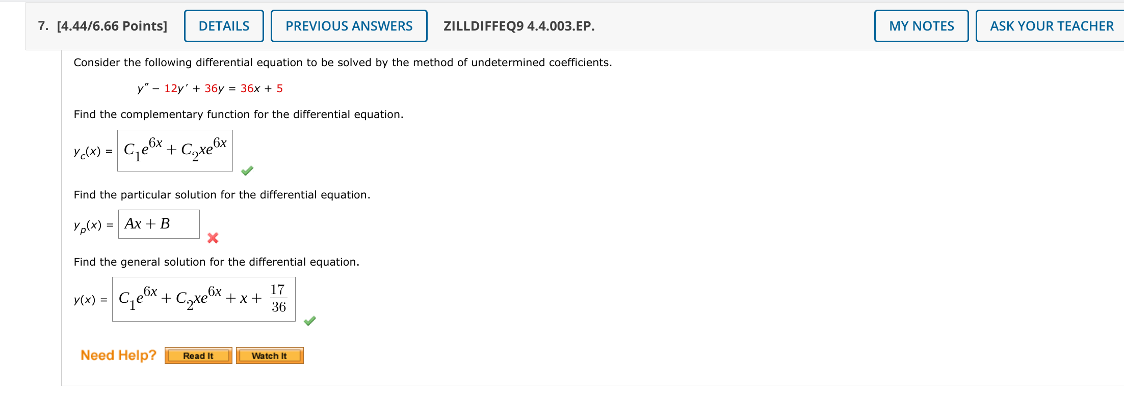 Solved What is the particular solution. I have tried a few | Chegg.com