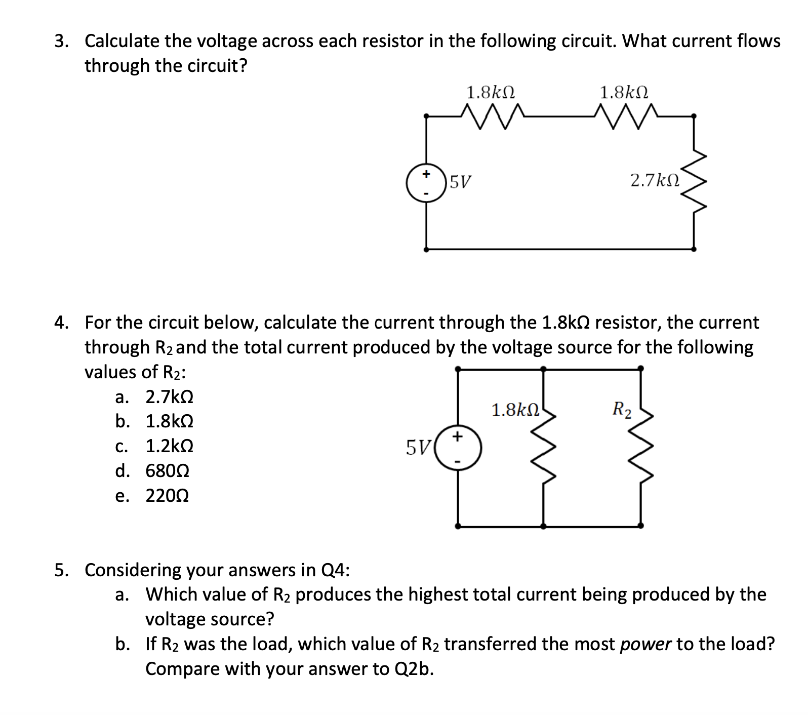 Solved 3. Calculate the voltage across each resistor in the | Chegg.com