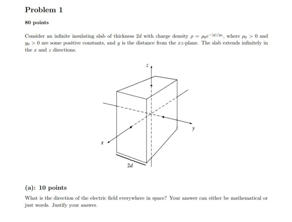 Solved Problem 1 80 points Consider an infinite insulating | Chegg.com