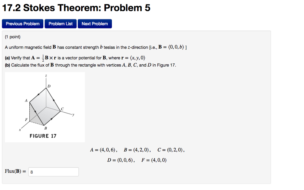Solved 17.2 Stokes Theorem: Problem 5 Previous Problem | Chegg.com