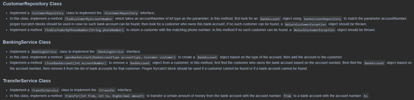 Solved *** I need help with the Customer Repository, Banking | Chegg.com