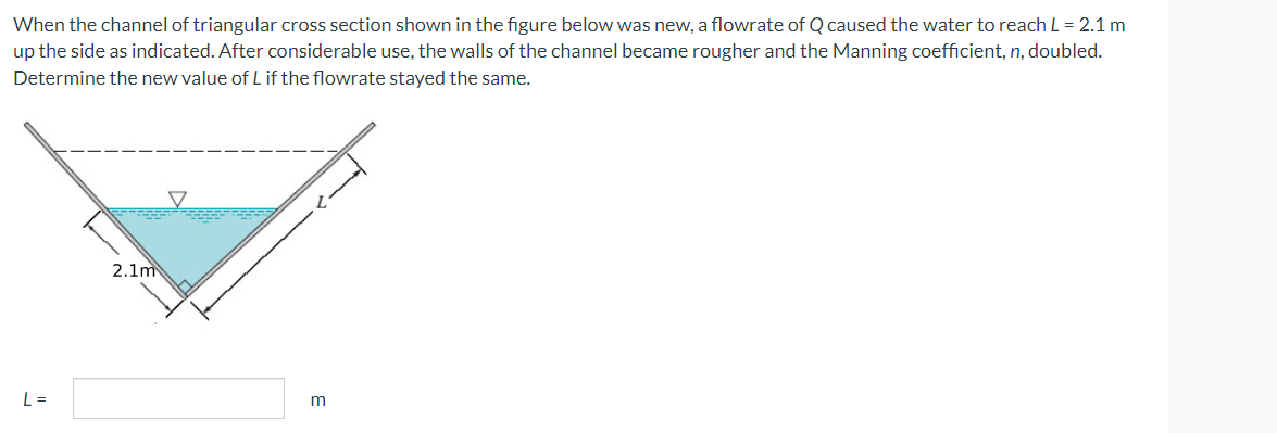 Solved When the channel of triangular cross section shown in | Chegg.com