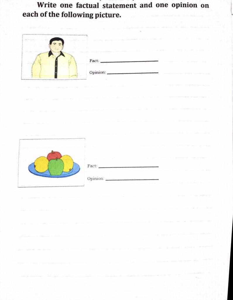 Solved Write one factual statement and one opinion on each | Chegg.com