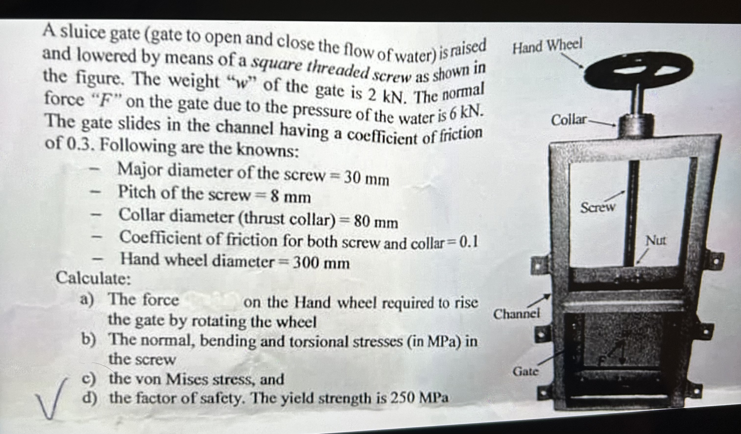 Solved A sluice gate (gate to open and close the flow of | Chegg.com