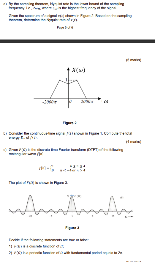 Solved a) By the sampling theorem, Nyquist rate is the lower | Chegg.com