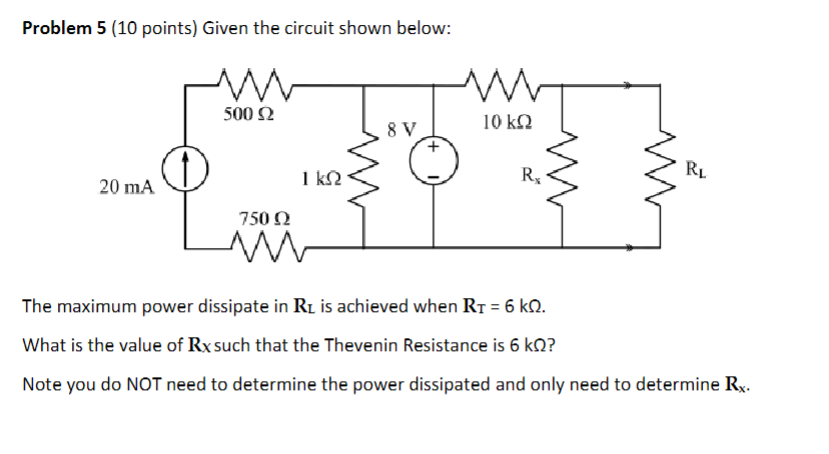 Solved Problem 5 (10 points) Given the circuit shown below: | Chegg.com Solved Problem 5 (10 points) Given the circuit shown below: | Chegg.com