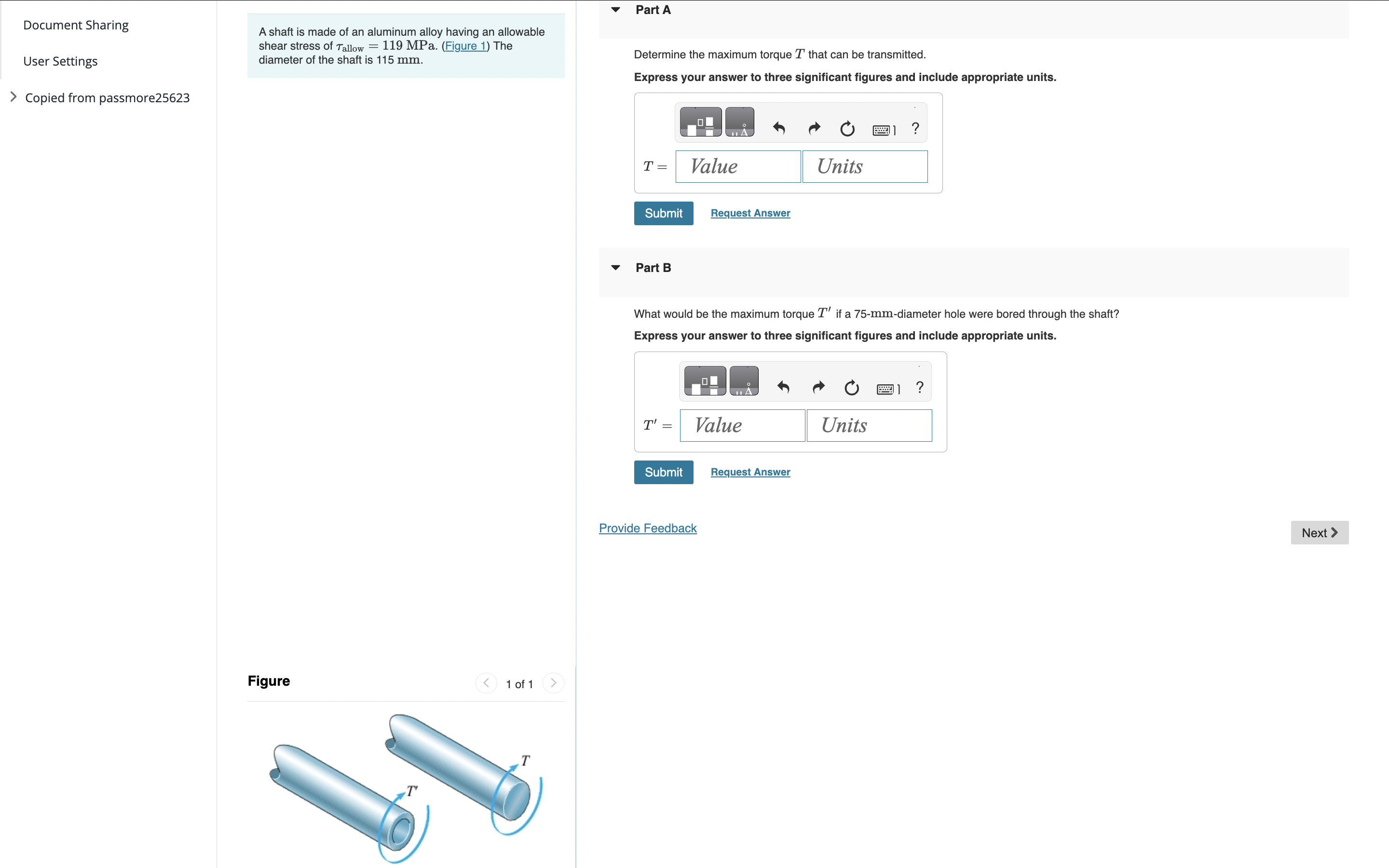 Solved Document SharingUser SettingsCopied from | Chegg.com