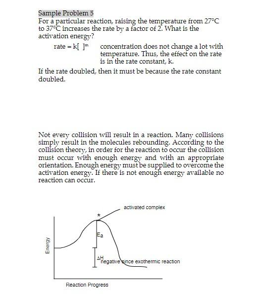 Solved Sample Problem 5 For a particular reaction, raising | Chegg.com
