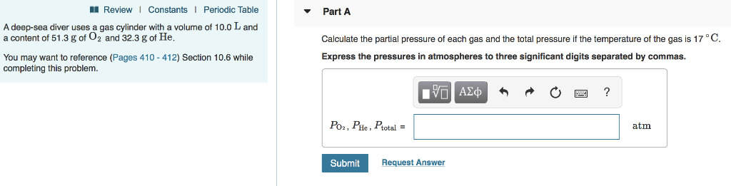 Solved Review Constants Periodic Table Part A A deep-sea | Chegg.com