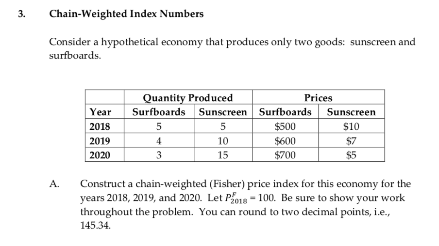 Solved Chain-Weighted Index Numbers 3. Consider a | Chegg.com