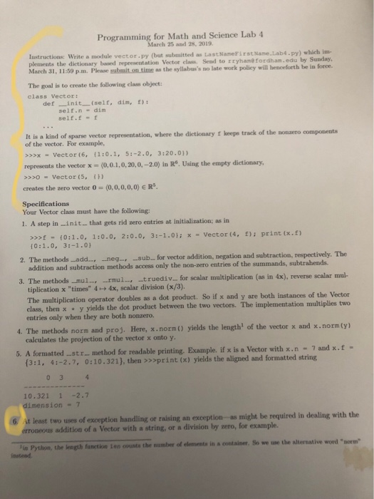 Solved t Programming for Math and Science Lab 4 March 25 and | Chegg.com
