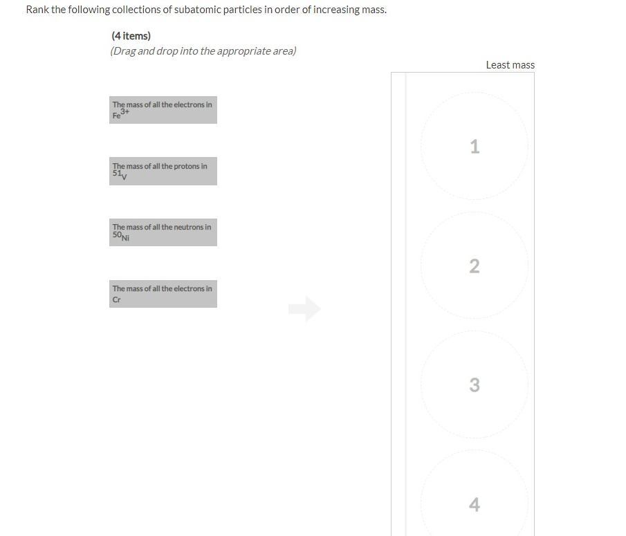 Solved Rank the following collections of subatomic particles | Chegg.com