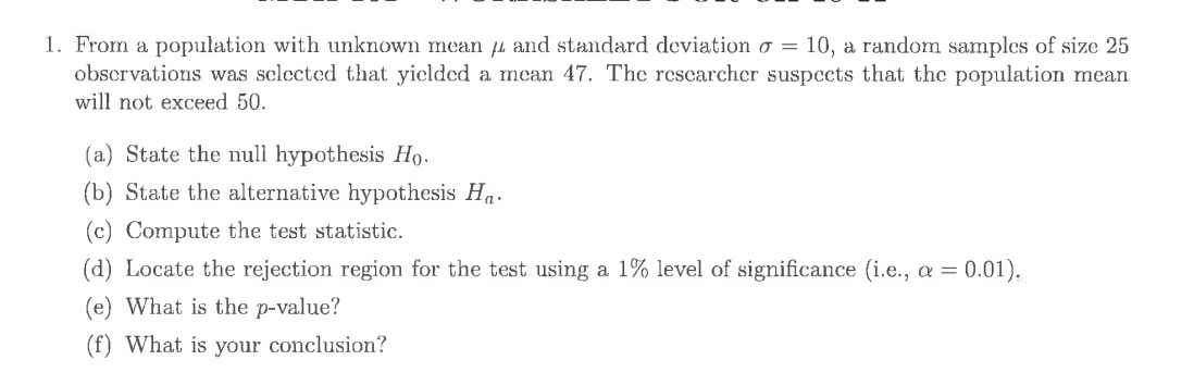 Solved From a population with unknown mean μ and standard | Chegg.com