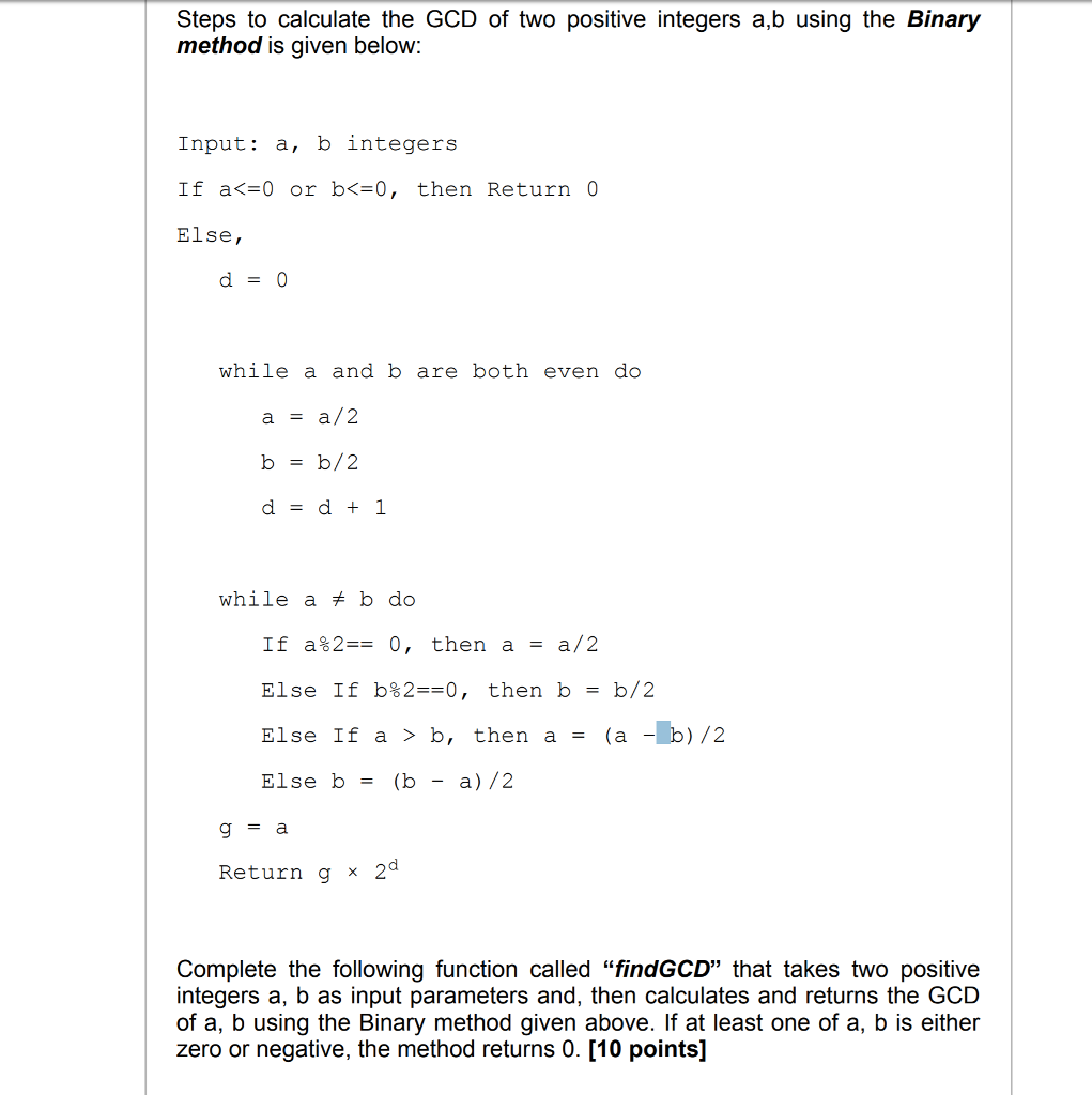 Solved Steps to calculate the GCD of two positive integers | Chegg.com