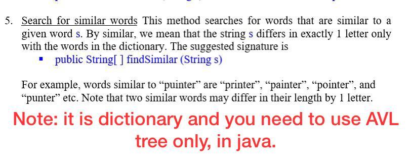 Solved 5. Search for similar words This method searches for | Chegg.com