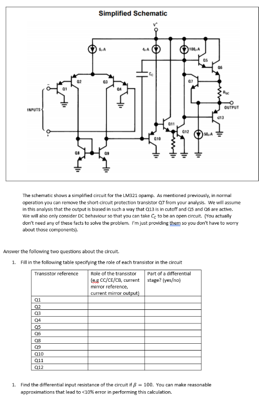 Question: The schematic shows a simplified circuit | Chegg.com