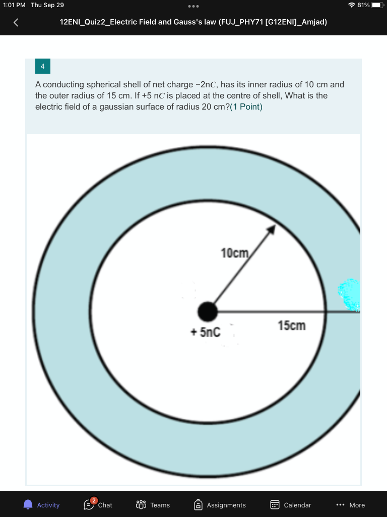 [Solved]: A conducting spherical shell of net charge ( -2