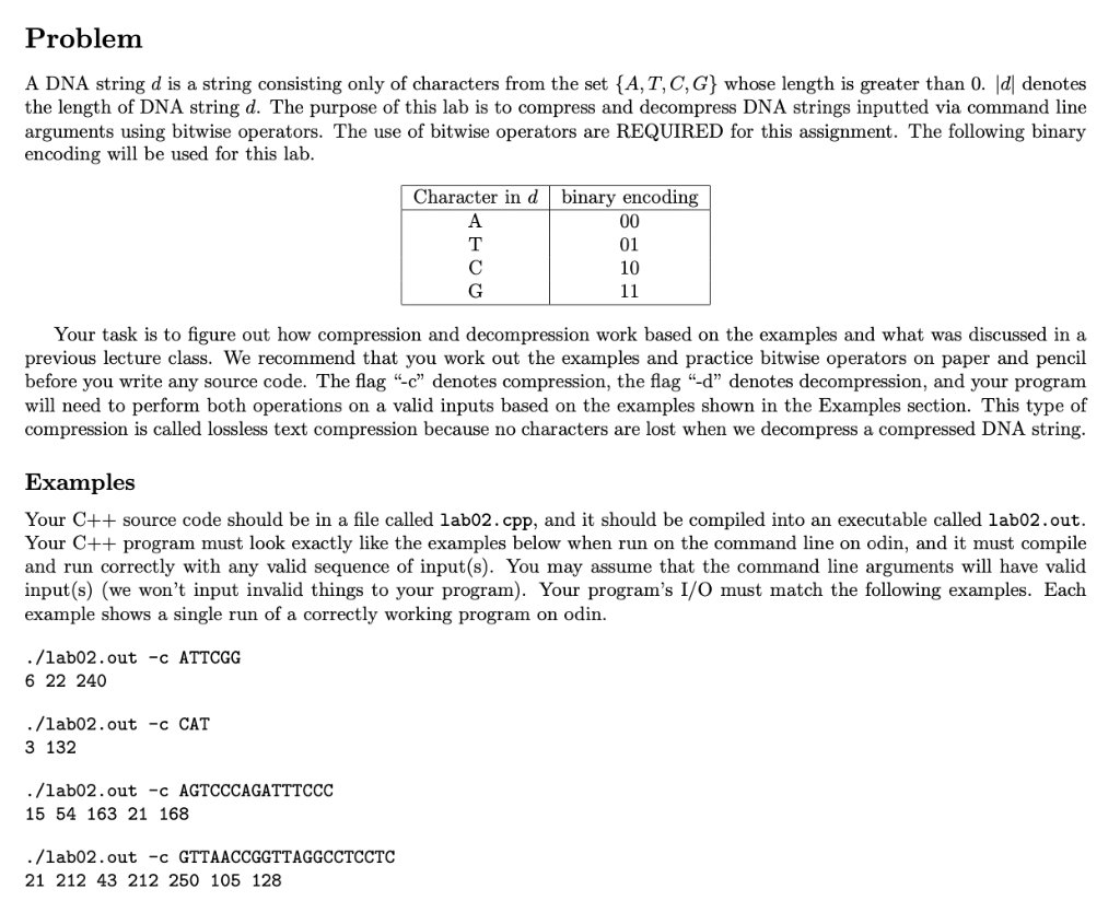 Problem A DNA string d is a string consisting only of | Chegg.com